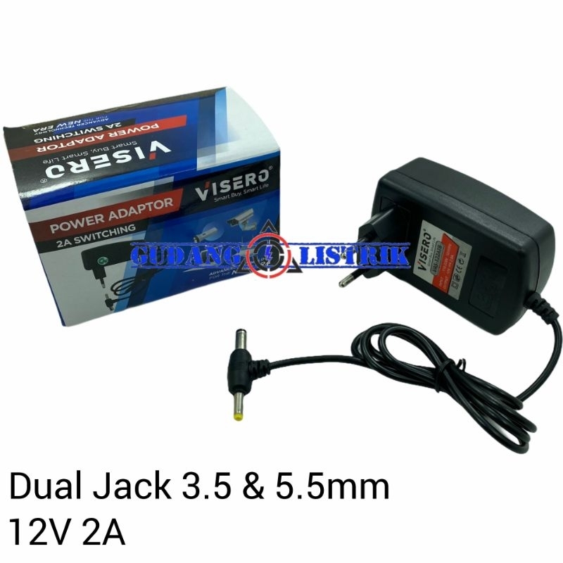 Visero Power Supply Transformer Adapter AC to DC 12V 2A Dual Jack 5.5mm ...