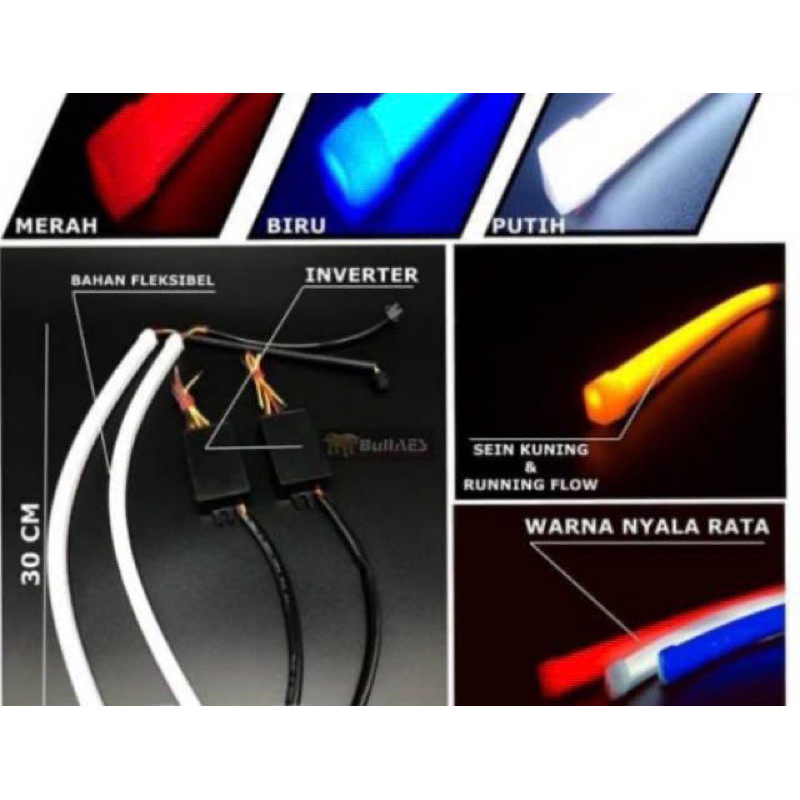 30cm drl flexible eyebrow led light 2 color running turn signal 30 cm 2 ...