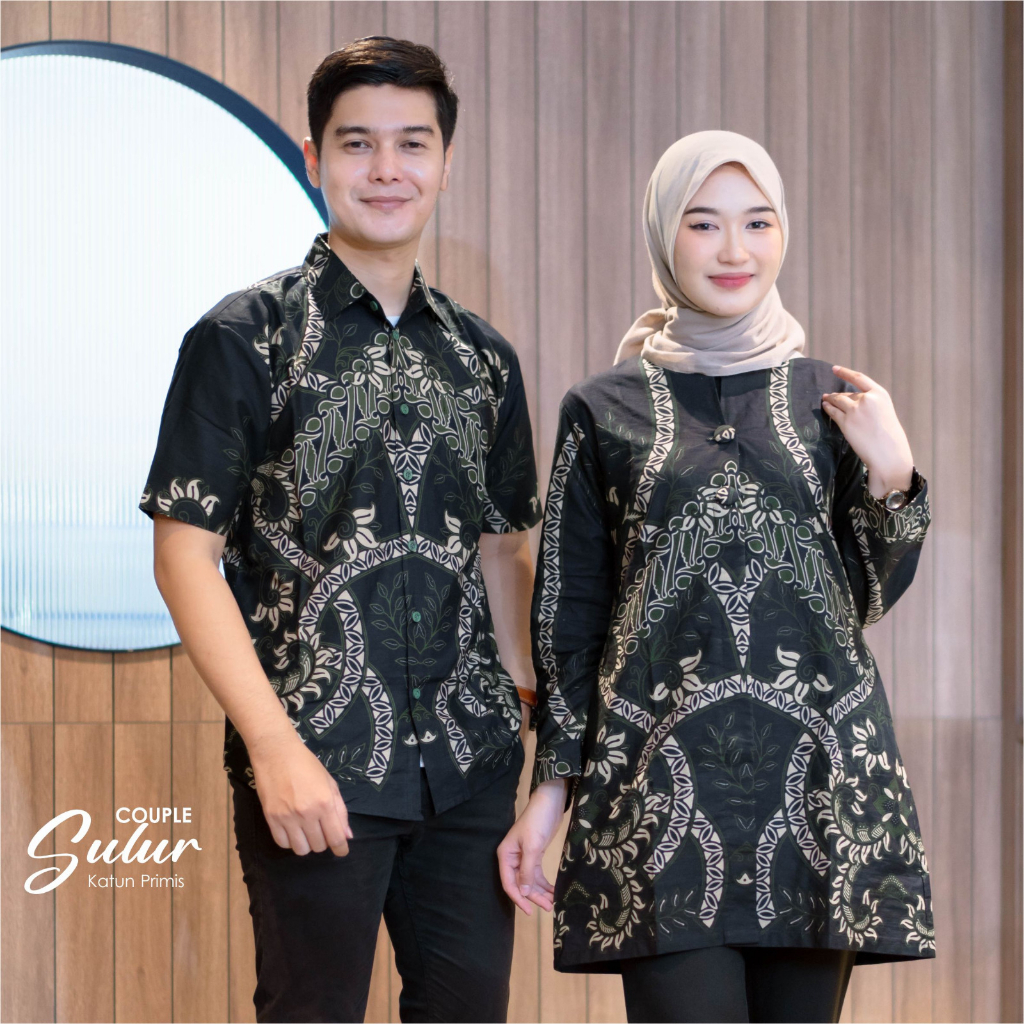 Faaro Exclusive Tendril Batik Tunic Couple (Black) | Shopee Malaysia
