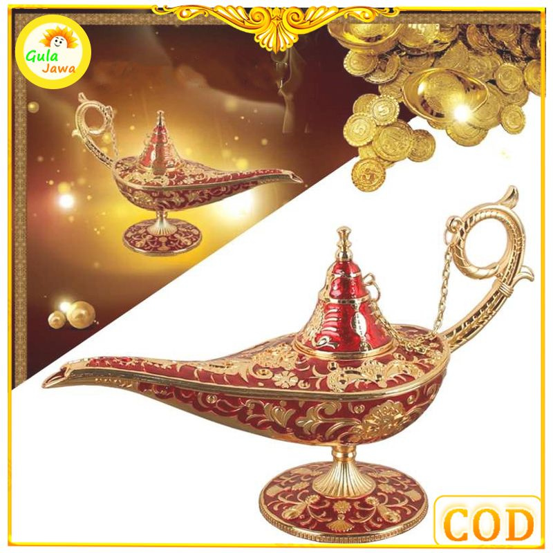 Metal Encrusted Aladdin Magic Lamp with Magic Genie Light and Unique ...