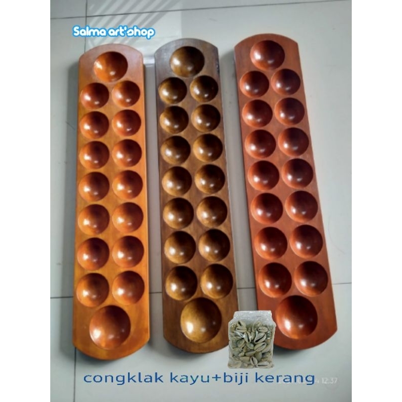 KAYU Congklak Wood+Shell Seeds Traditional Toy Cock/Brain Teaser Game ...