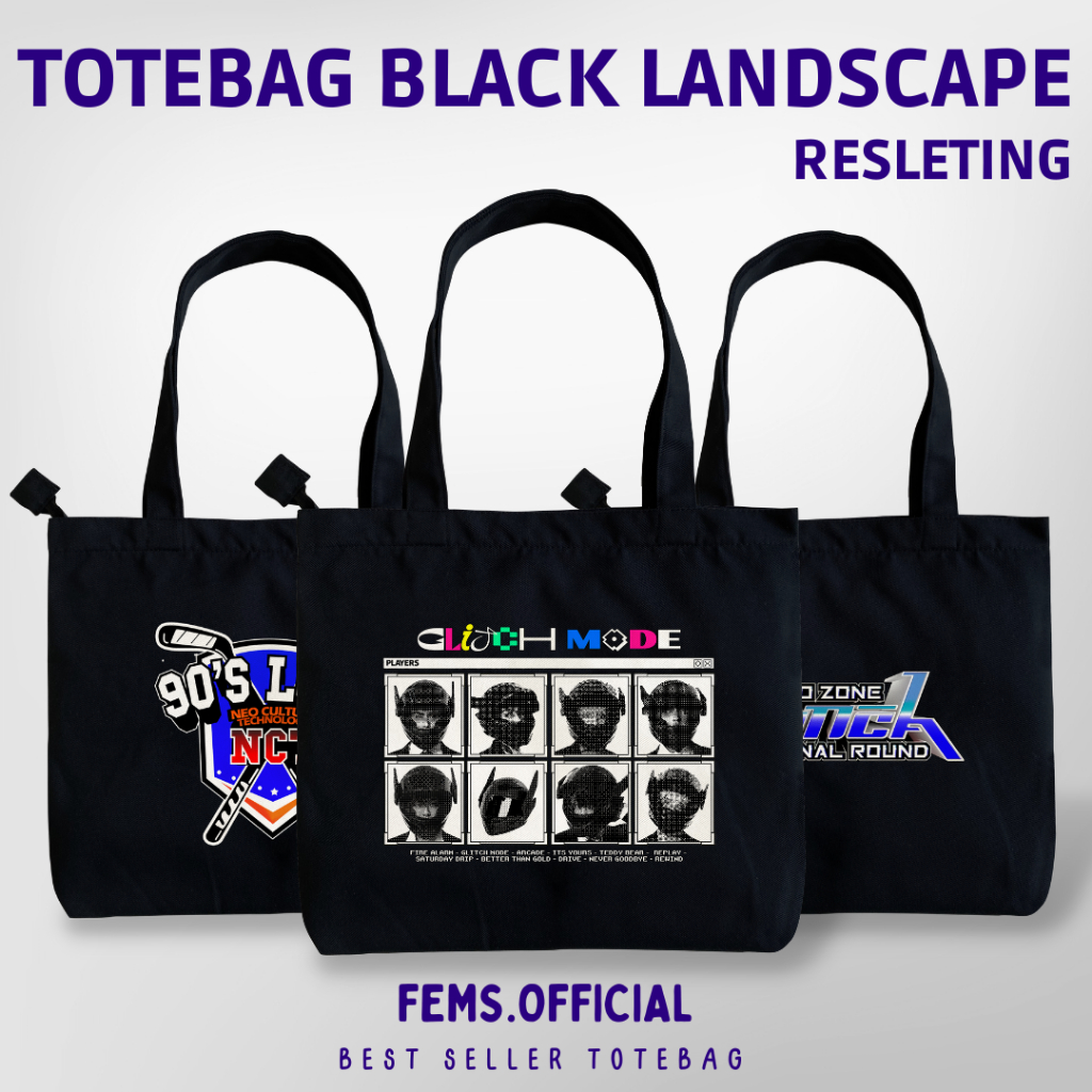 HITAM Tote bag Landscape Canvas Twill Black Kpop NCT Totebag NCT 127 ...