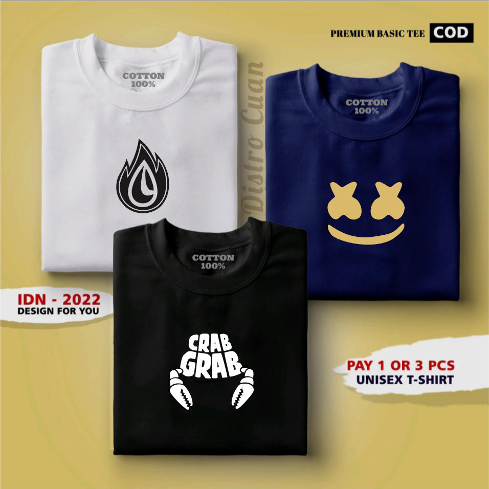 Buy 1 OR 3 PCS Distro CUAN - Men's and Women's Distro T-shirts - 100% ...