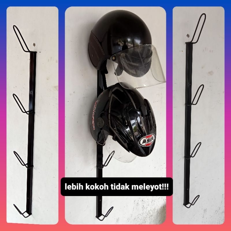 Iron Hanging Helmet Rack and Wall Helmet Holder Stacking 5 Thick Iron ...