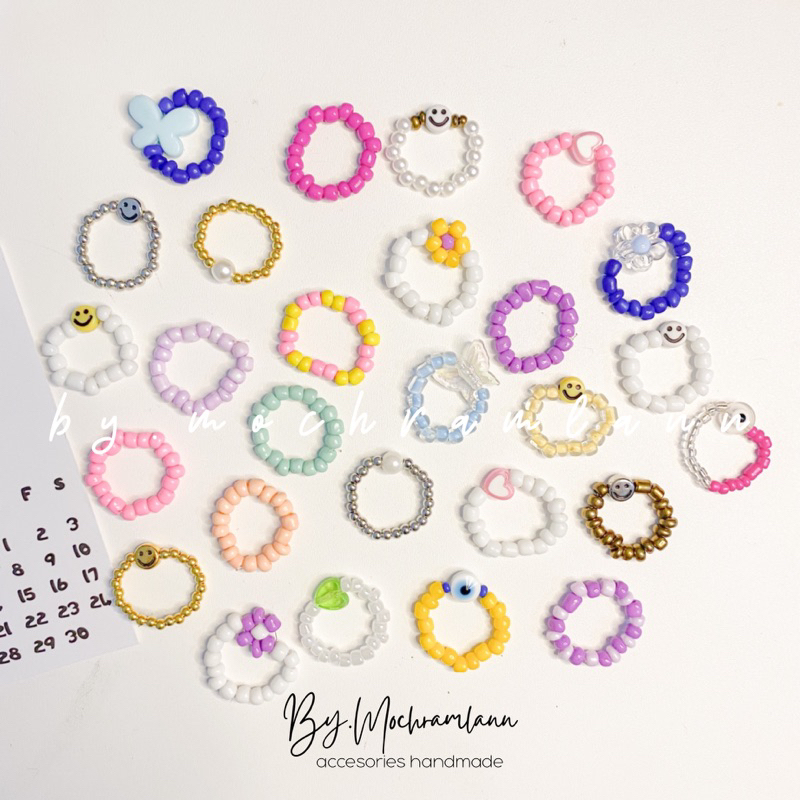 Part 6 cute beads ring / Korean ring / sand bead ring / simple beads ...