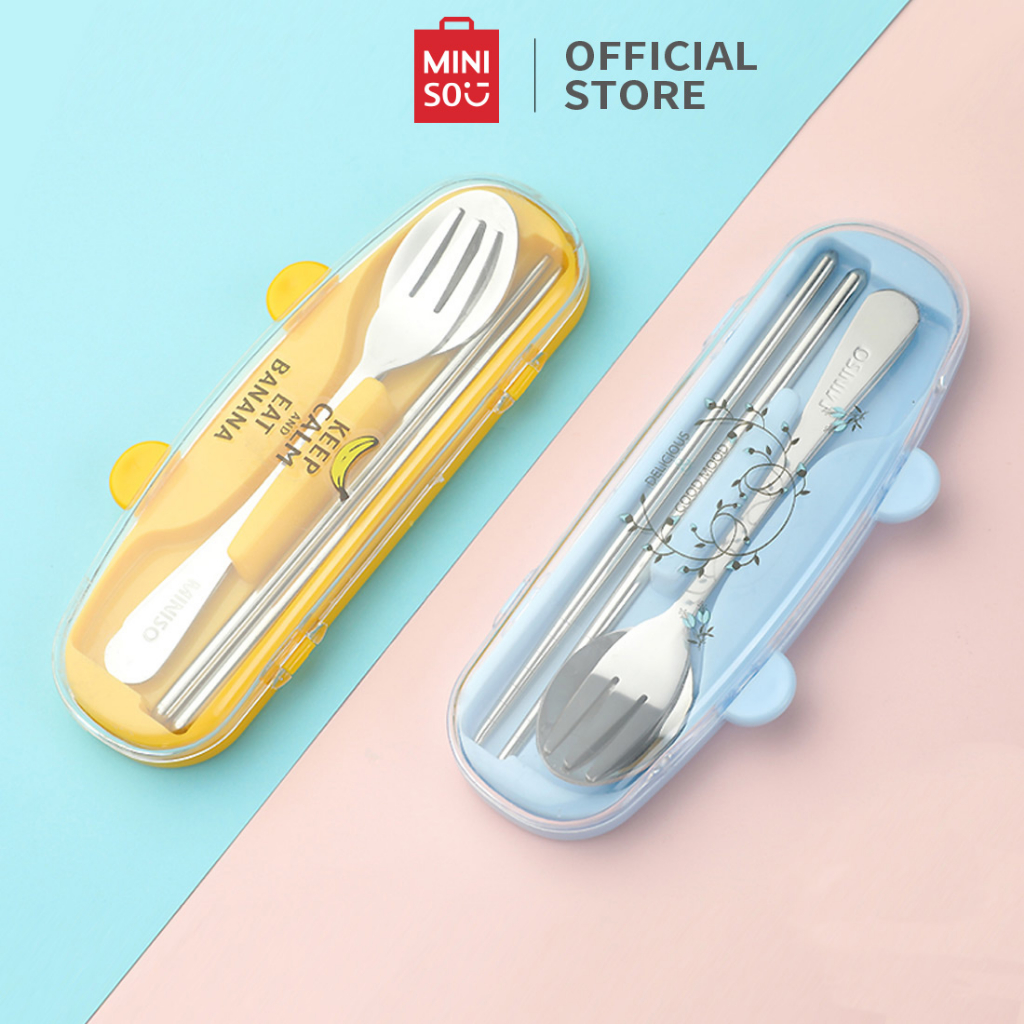 PERALATAN Miniso - Stainless Steel Cutlery Chopsticks Spoon Fork 3pcs ...