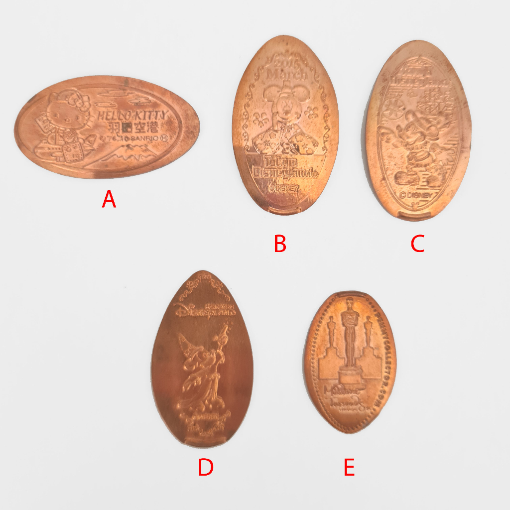 DISNEY Souvenir Coin Iron Penny Coin Tokyo Disneyland Mickey Mouse USJ ...