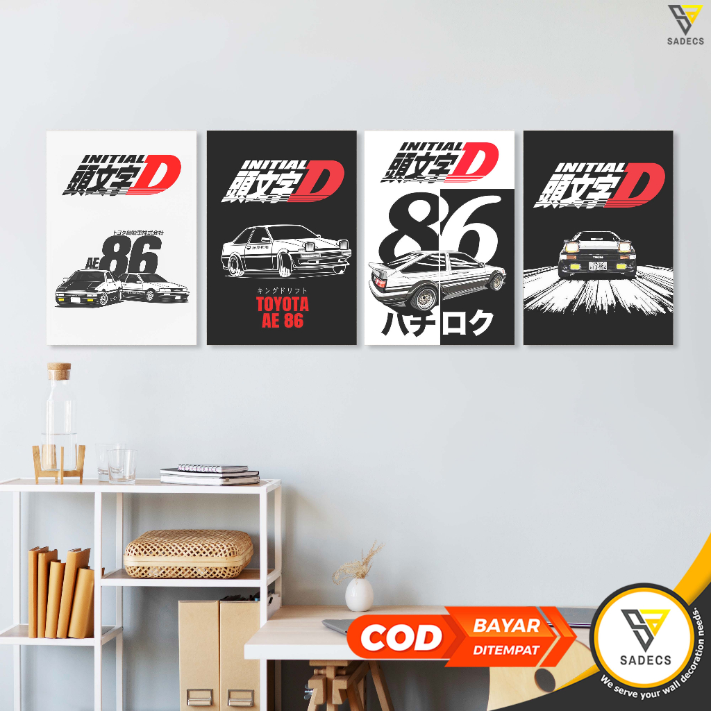 HIASAN DINDING KAYU Sadecs - Poster Wood Canvas INITIAL D Room Wall ...