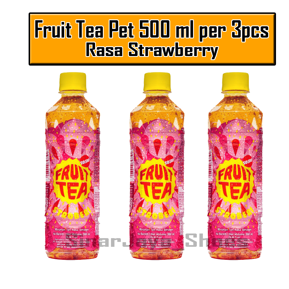 Fruit Tea Sosro Strawberry pet 500 ml contains 3 Pcs | Shopee Malaysia