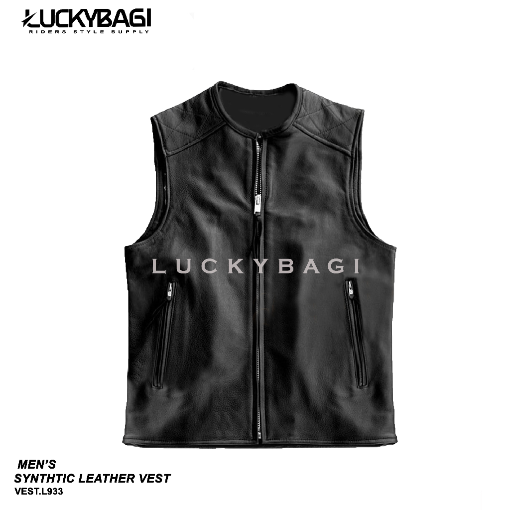 Men's Vest Bikers Vest Synthetic Leather Riders Vest Leather Vest ...