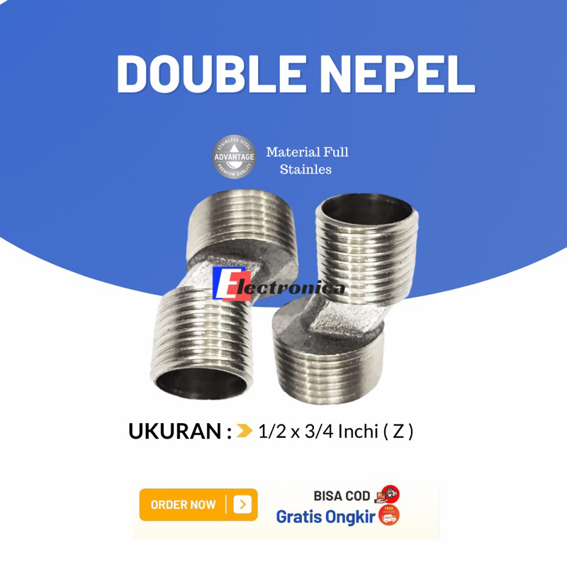 DOUBLE NIPPEL / DOUBLE NEPEL STAINLESS 1/2 x 3/4INCH (Z) | Shopee Malaysia