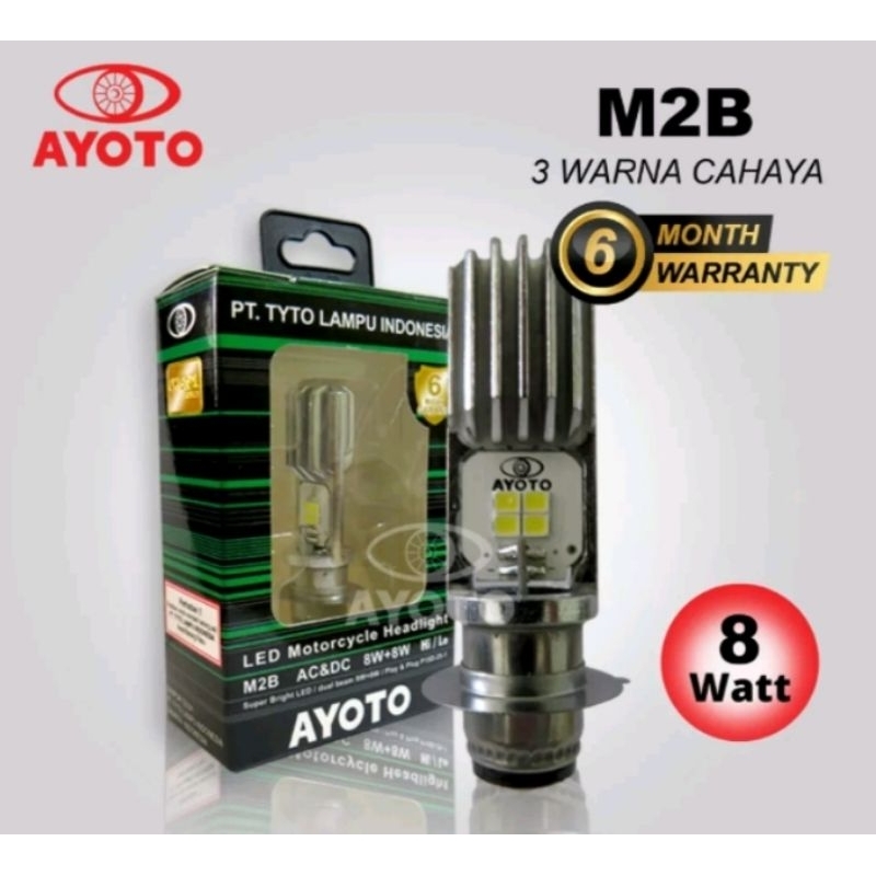 PUTIH Led Motorcycle Headlamp H6 AYOTO M2B Headlight Super Bright Hi Low White Duck Matic Matik ...