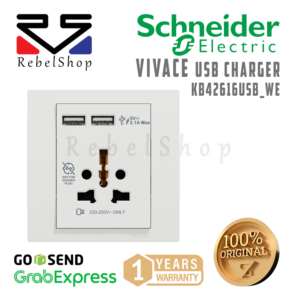 Schneider Vivace Int Socket + USB Charger - KB42616USB_WE | Shopee Malaysia