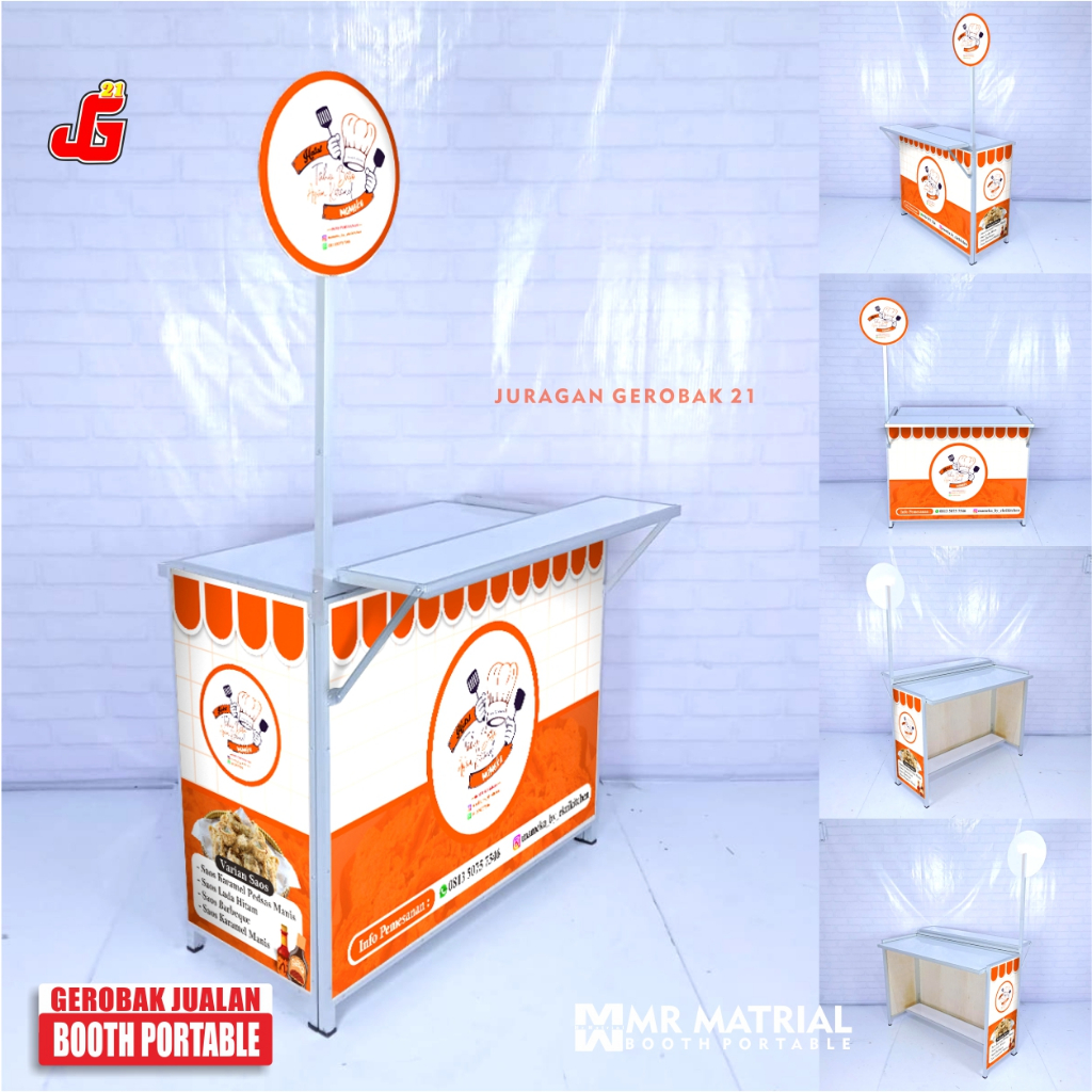 Contemporary RS Model Portable Booth with Front Table Folding Cart ...