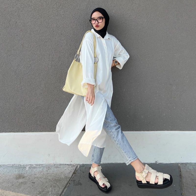 KEMEJA Marsya Plain Rayon Tunic Rayon Twill Plain Tunic Shirt LD 115 by ...