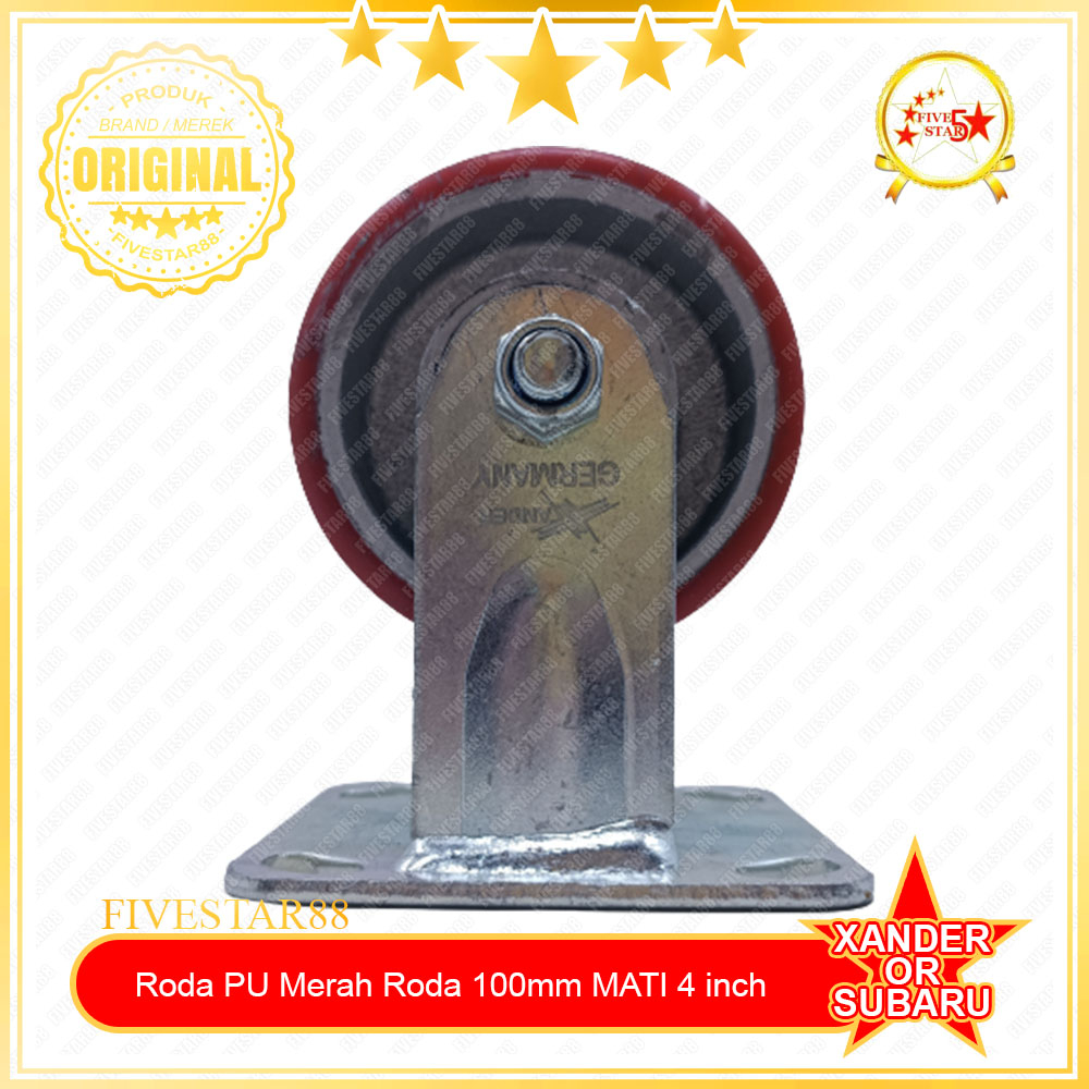 MERAH Red Pu Wheels 100mm Dead Wheels 4 inch Caster Wheels Cart Wheels ...