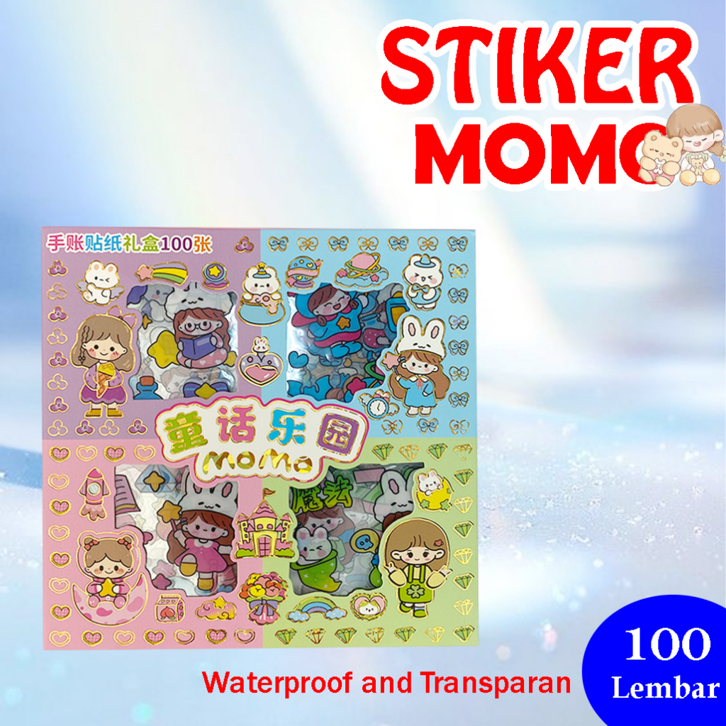 100 Sheets of MOMO Stickers 4 Colors/ Journal Stickers/ Waterproof Cute ...