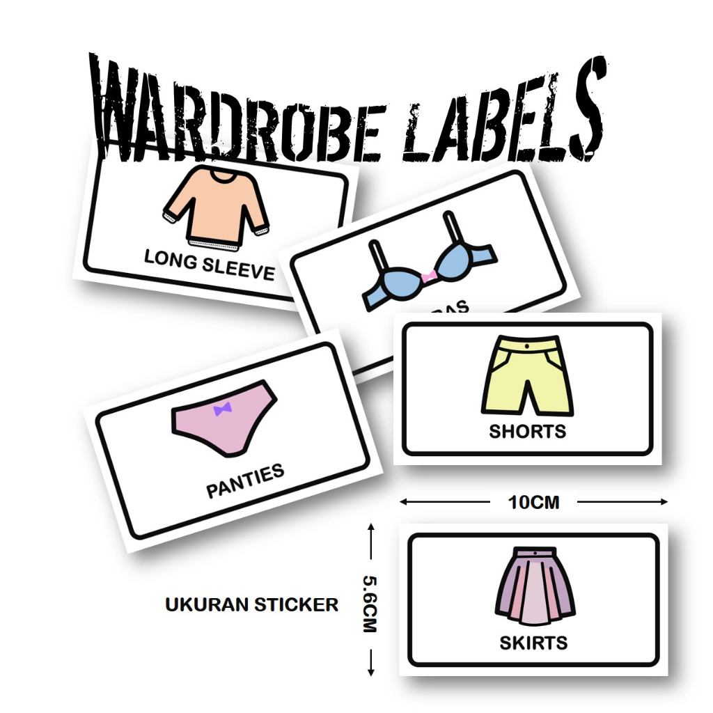 Wardrobe Sticker | 5 x 10cm Clothes Container Wardrobe Sticker ...