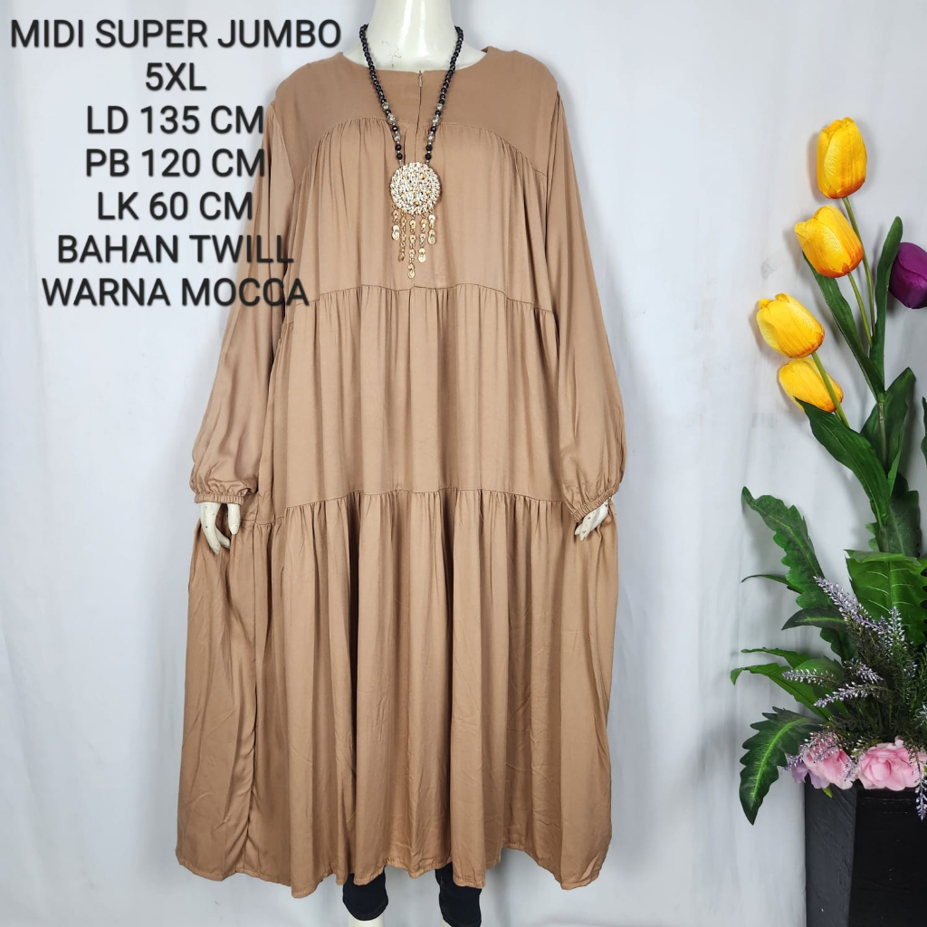 Jumbo Midi Dress Ld 135 Cm Contemporary Plain Model | Shopee Malaysia