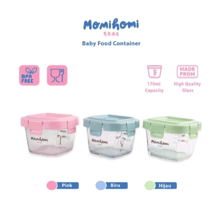 Momi Homi Baby Food Container Glass/Baby Food Storage Container 170ml ...
