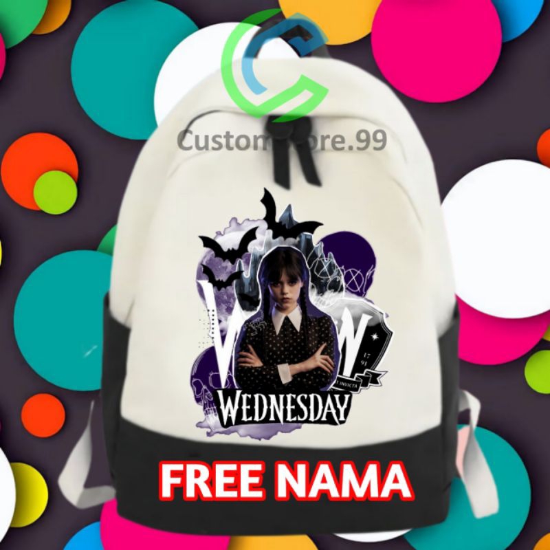 Wednesday ADDAMS Children's Backpack FREE Name | Shopee Malaysia
