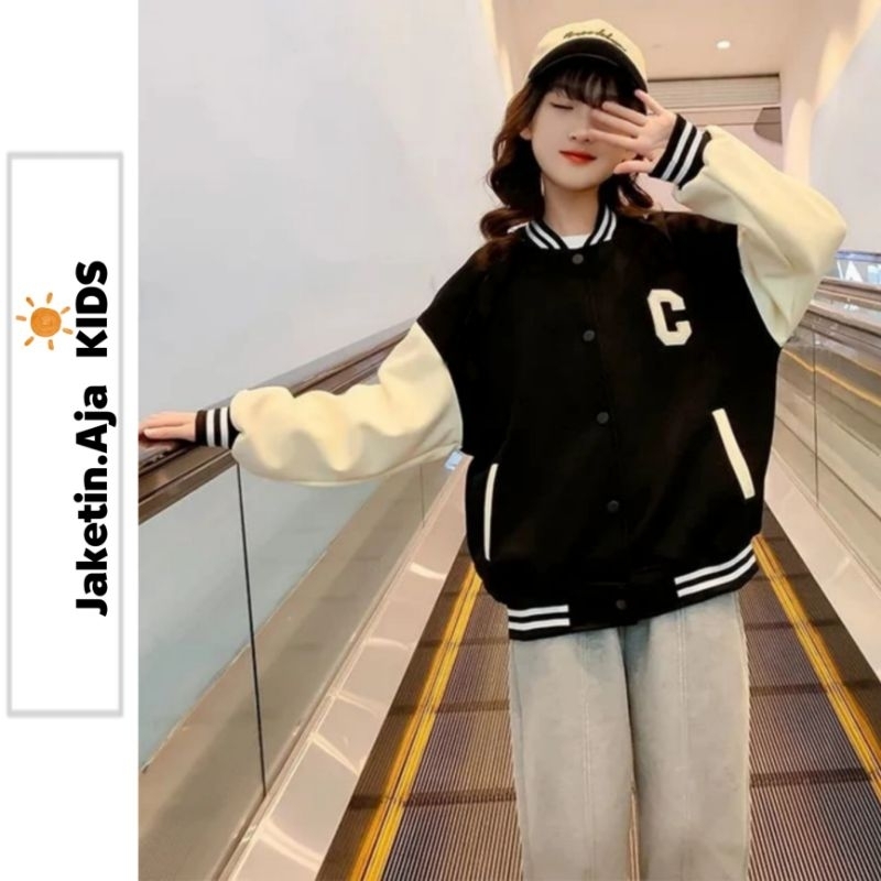PUTIH HITAM Varsity Baseball Jacket Girls Boys 1 2 3 4 5 6 7 8 9 10 11 ...