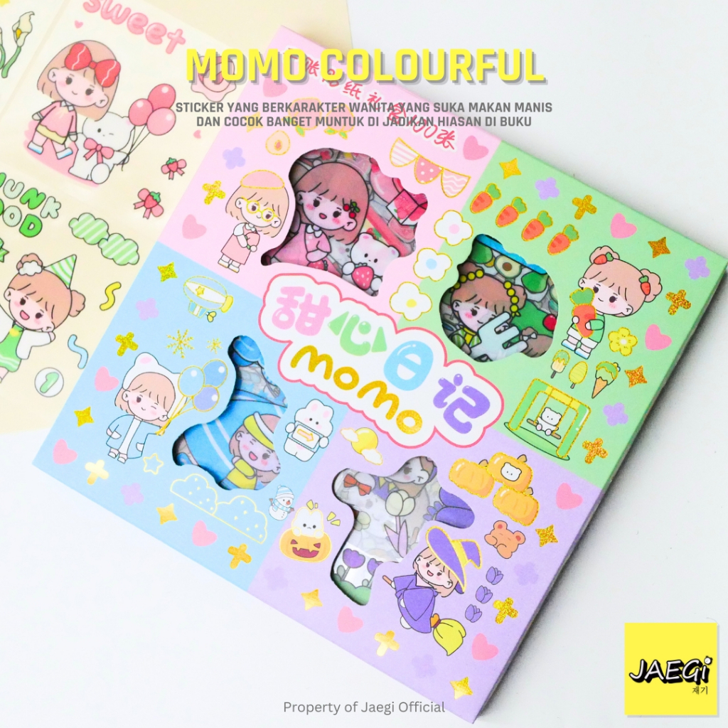 Jaegi - Waterproof Premium Sticker Children Character Momo Colorful ...