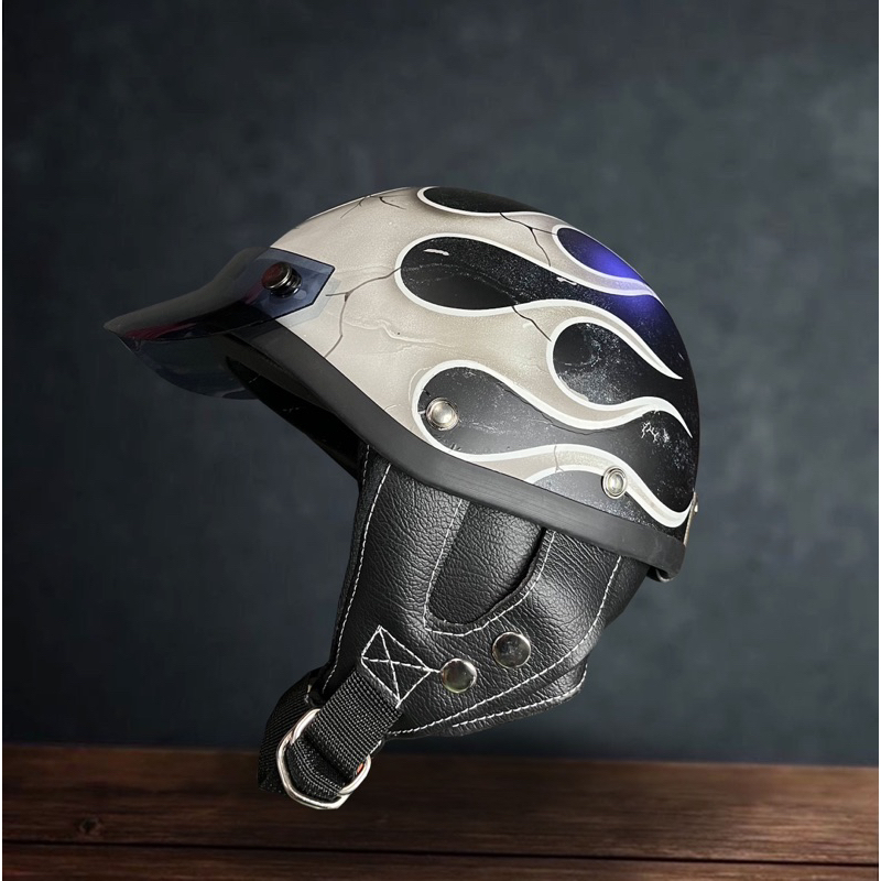 Japanese Patina Flame Chip - Custom Chopper bobber Motorcycle Helmet ...