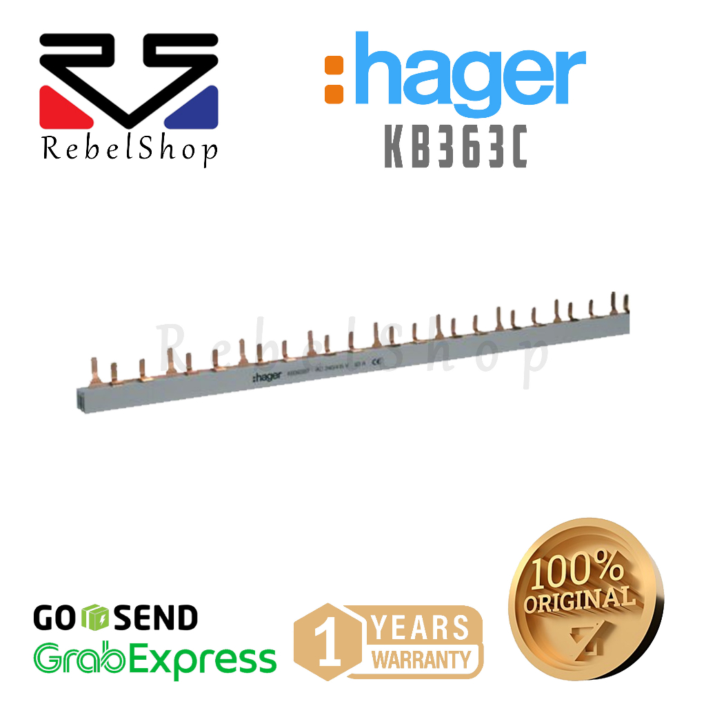 MATA Hager KB363C Busbar 3 Phase MCB Comb Rail 24 Insulated Eyes ...