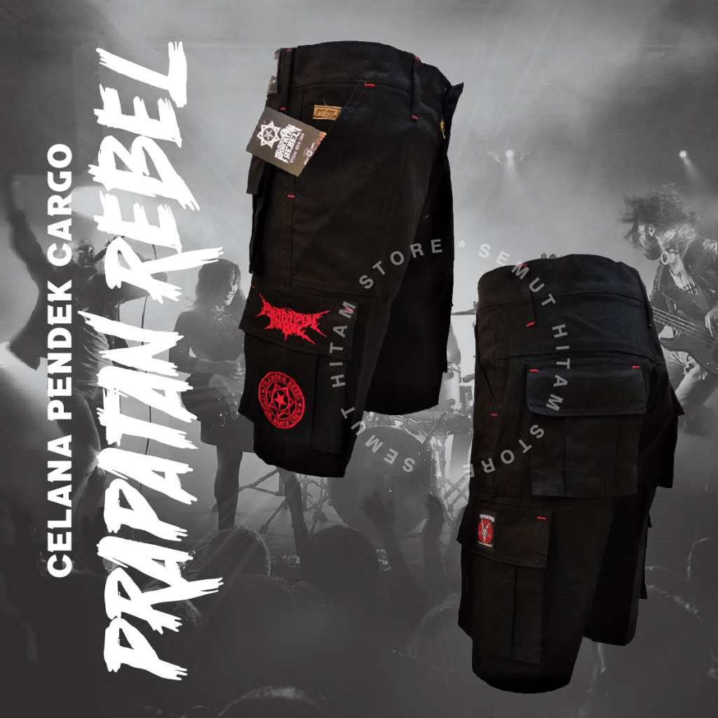 Prapatan Rebel Short Kempol Cargo Shorts Alpin PDL Punk Metal Prapatan Rebel PRBL IDDM SLAYER ...