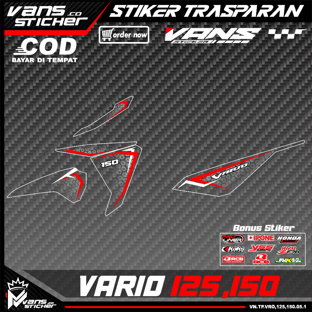 Transparent Striping Sticker VARIO 125/150 lid,Lis - Sitiker decal ...