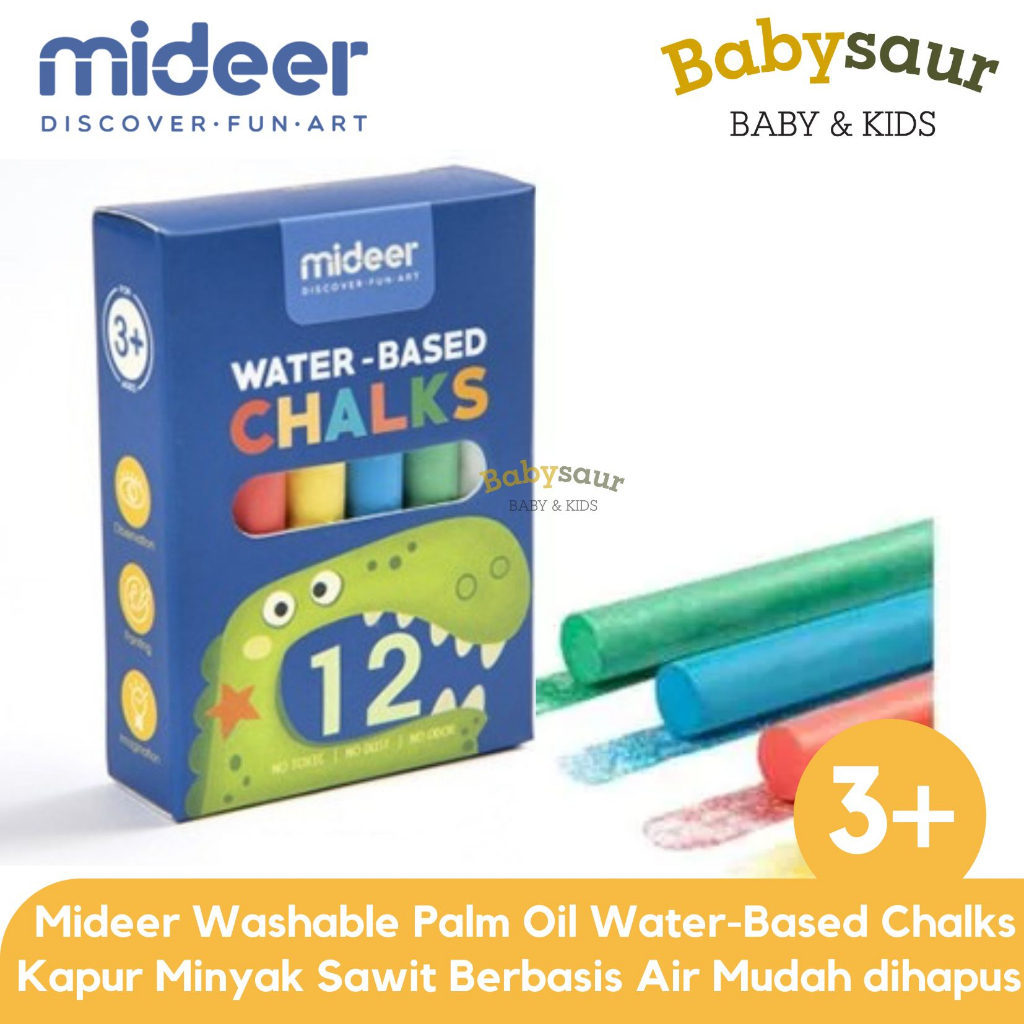 Mideer Washable Palm oil Water Based Chalk Dust Free Chalk Water Based ...