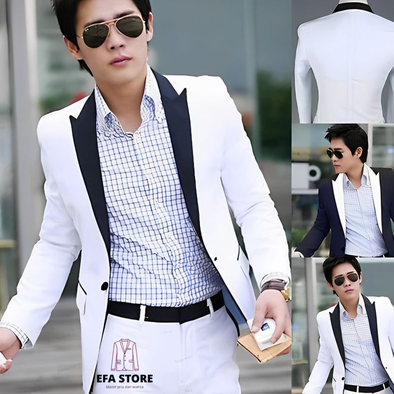 PUTIH Jas BLAZER Men White/jas formal - non formal White/jas Work - jas ...