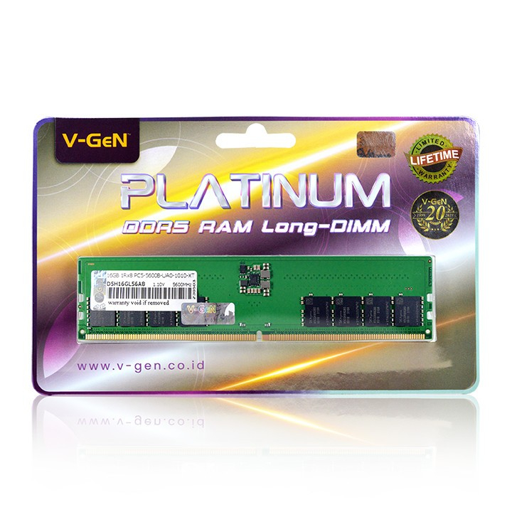 Ram DDR5 V-GeN Platinum 8GB PC44800/5600Mhz LongDimm Memory PC VGEN ...