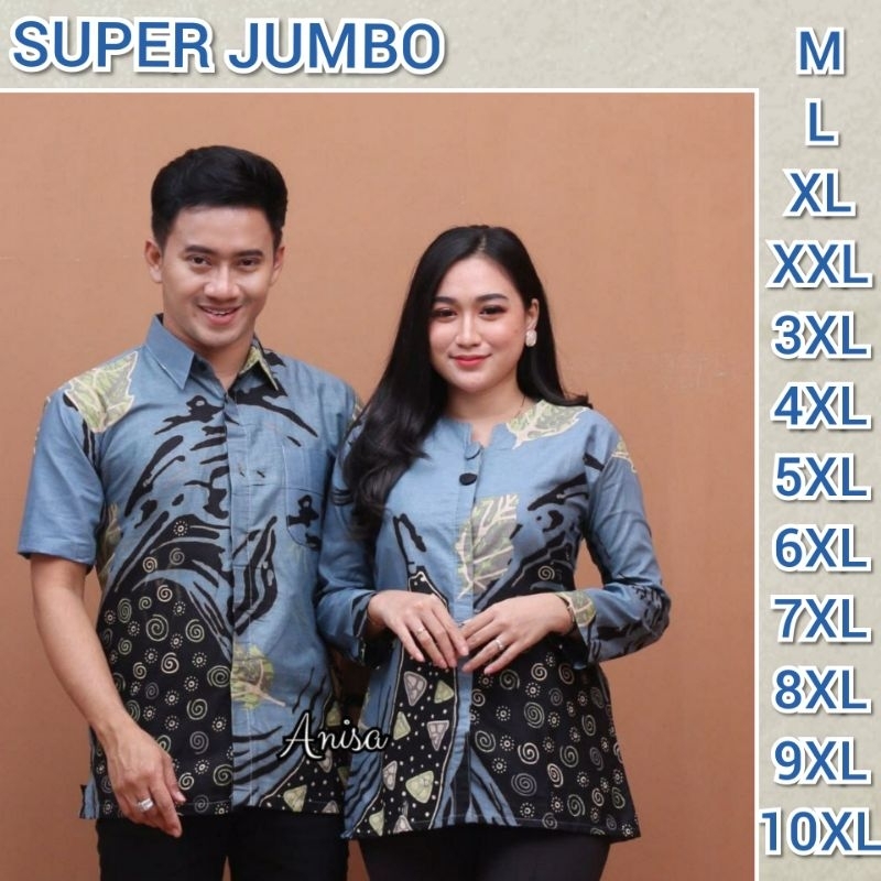 KATUN KEMEJA Super JUMBO Chava GRAY HEM BLOUSE men's women's top | M-10xl | Batik couple MEN'S ...