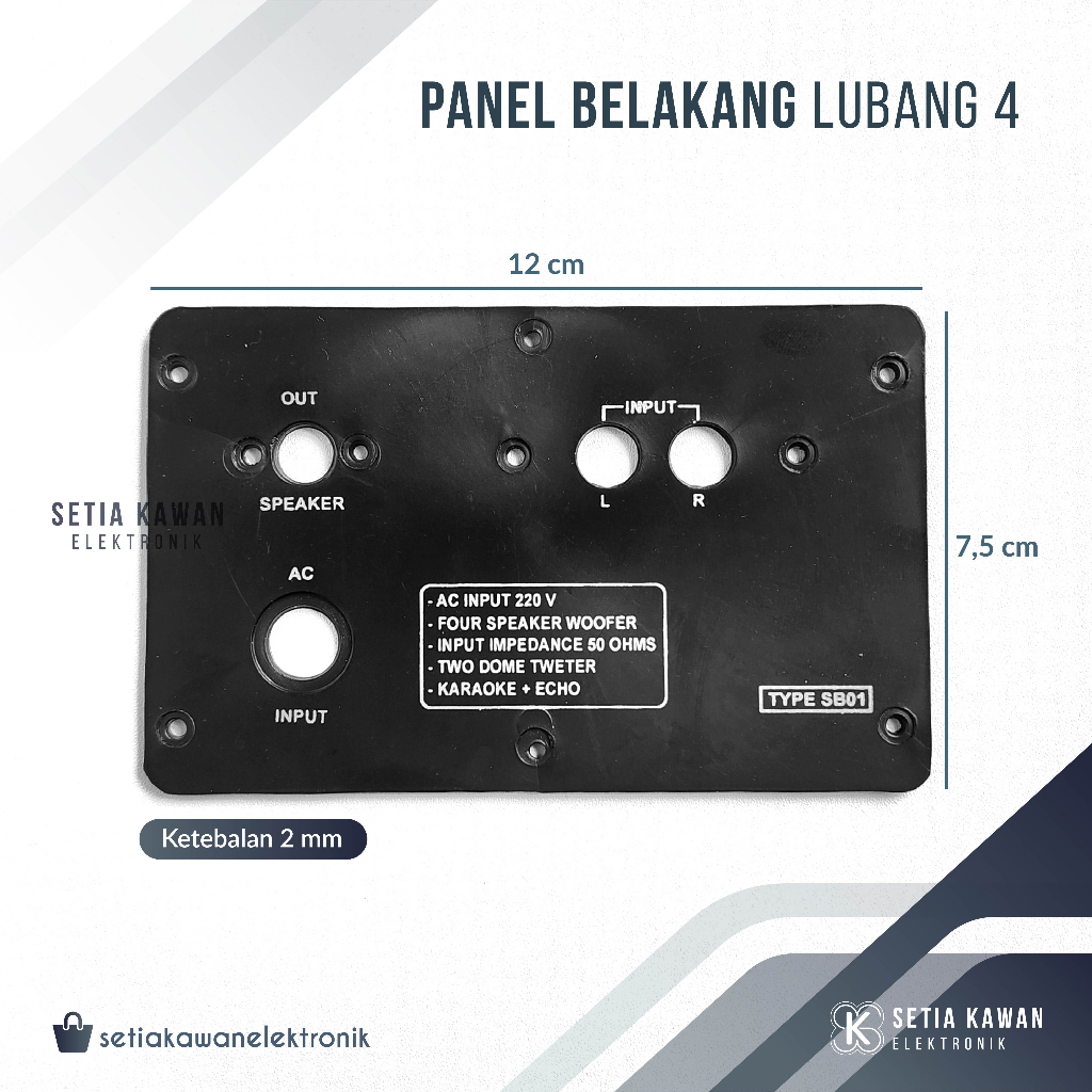 HITAM 4 Hole Rear Panel for Active Speakers / Amplifiers ABS Plastic ...