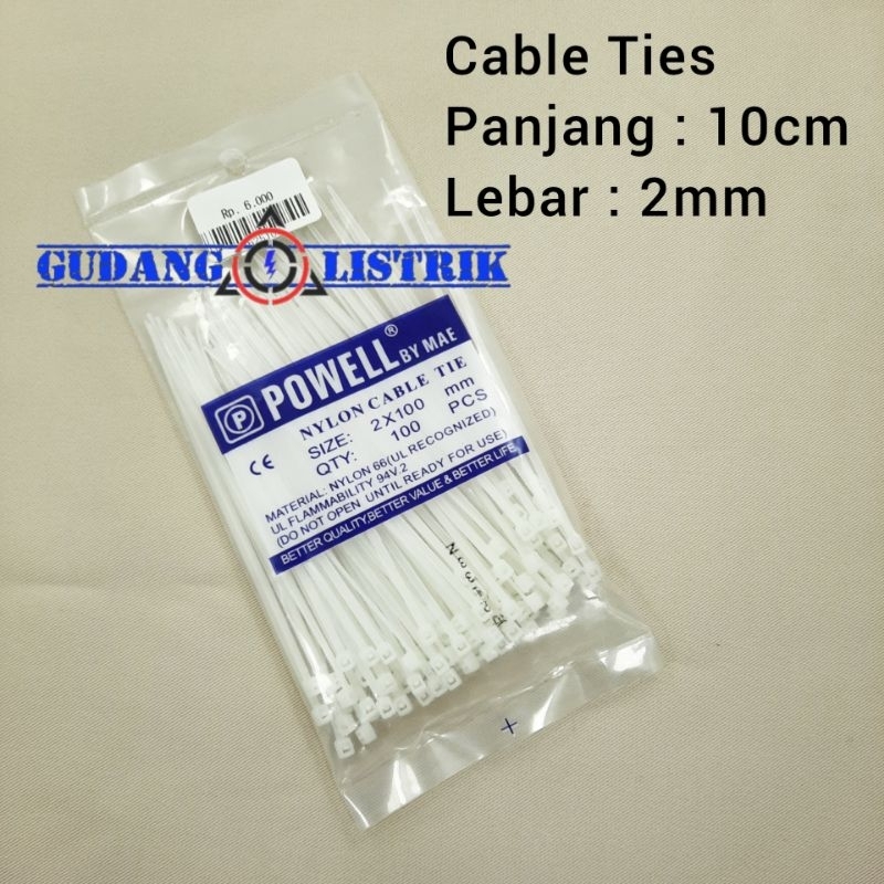 Powell Cable Tie Tis Zippers Nylon Rope 2 x 100 Cable Ties 10cm ...