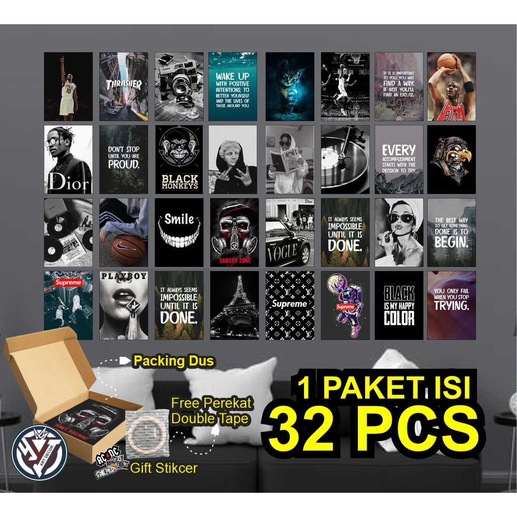 Aesthetic Poster Size A4/A5 One Pack Of 32pcs, Room Wall Poster, Room ...
