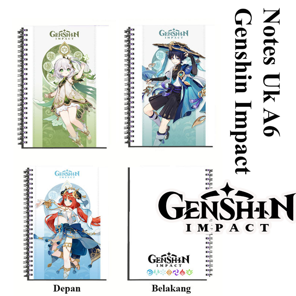 Journal/note book/Notebook/anime game genshin impact uk a6 full Color ...