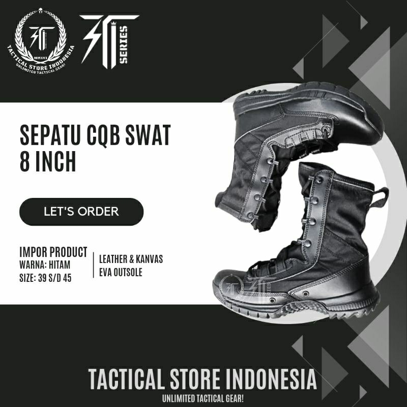 HITAM Imported PDL Tactical CQB Swat Shoes (Original/Original) - FULL ...