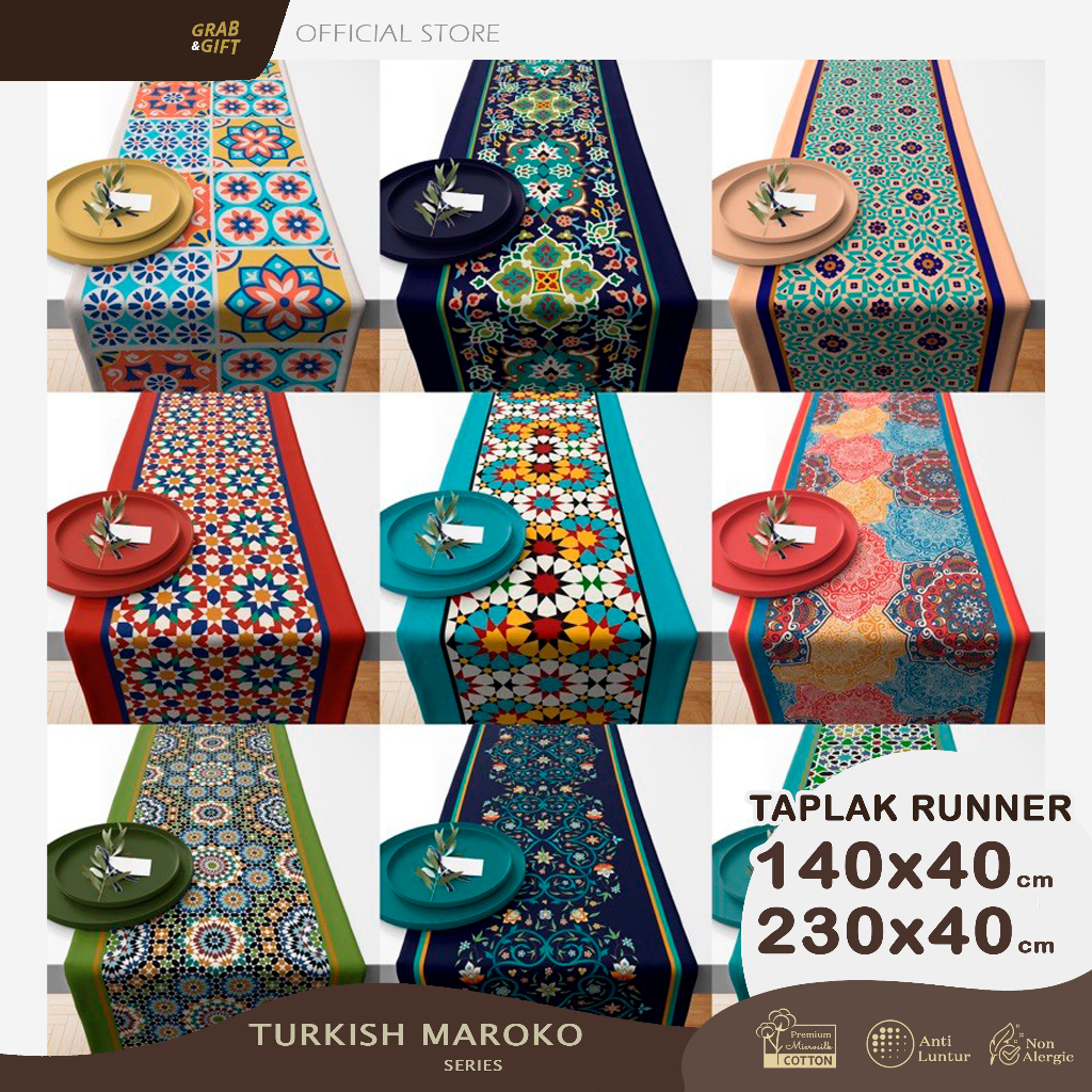 Long Tablecloth Table Runner Moroccan Bohemian / Turkish Motif 140cm ...