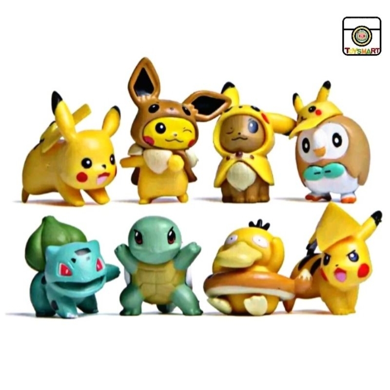 Action Figure Pokemon Pikachu Set 8 Mini 4cm Cake Topper Birthday Cake ...