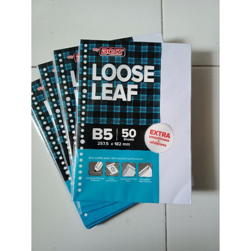Loose Leaf Plain B5 Note File Paper Binder Contents 50 Sheets - Big ...