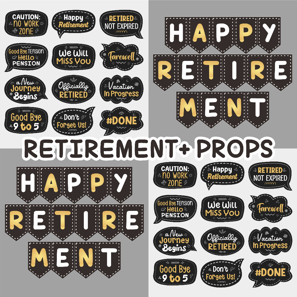 Banner bunting flag happy retirement farewell props photobooth fun ...