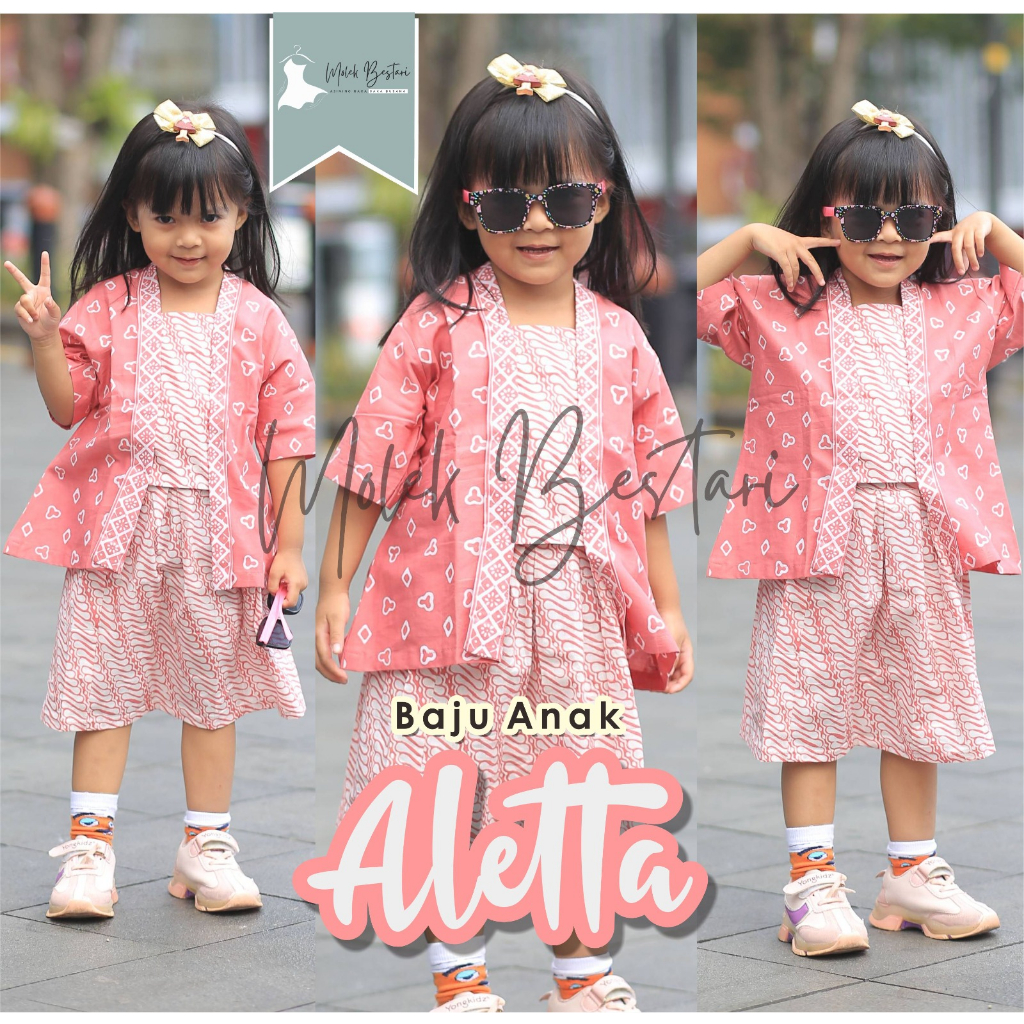 Aletta Batik Kebaya Suits For Girls 1-13 Years Pink Color Traditional ...