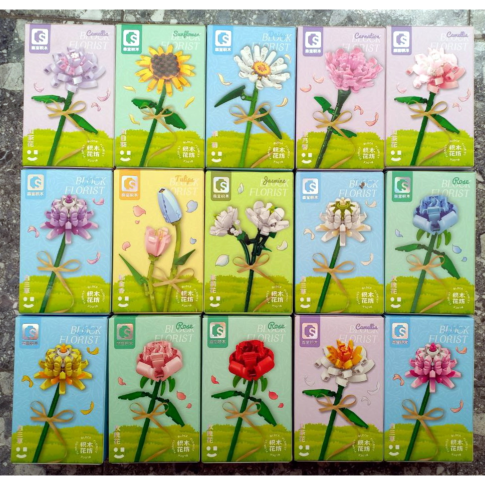 Sembo Flowers Florist Flower Brick Block New Series Blocks - Toy Puzzle ...