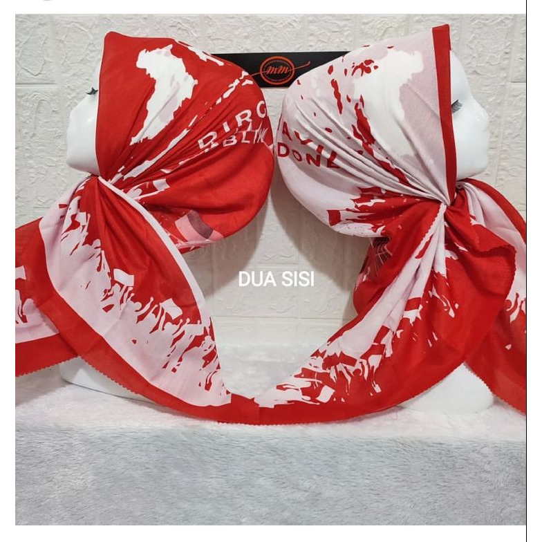 PUTIH MERAH Rectangular HIJAB With Red And White LASERCUT Motifs KW ...