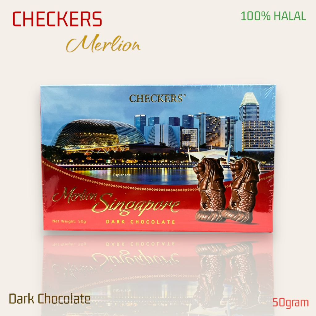 Merlion CHECKERS CHOCOLATE 50g Box / Singapore Souvenir 100% HALAL ...