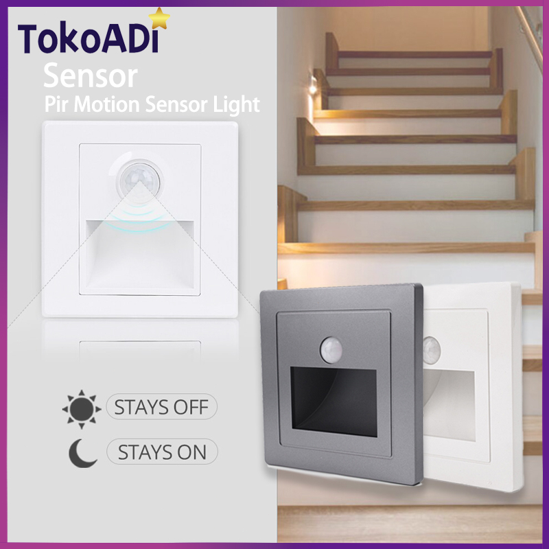 Square LED Wall Lamp with PIR Sensor for Stairs / Corridor / Bedroom ...
