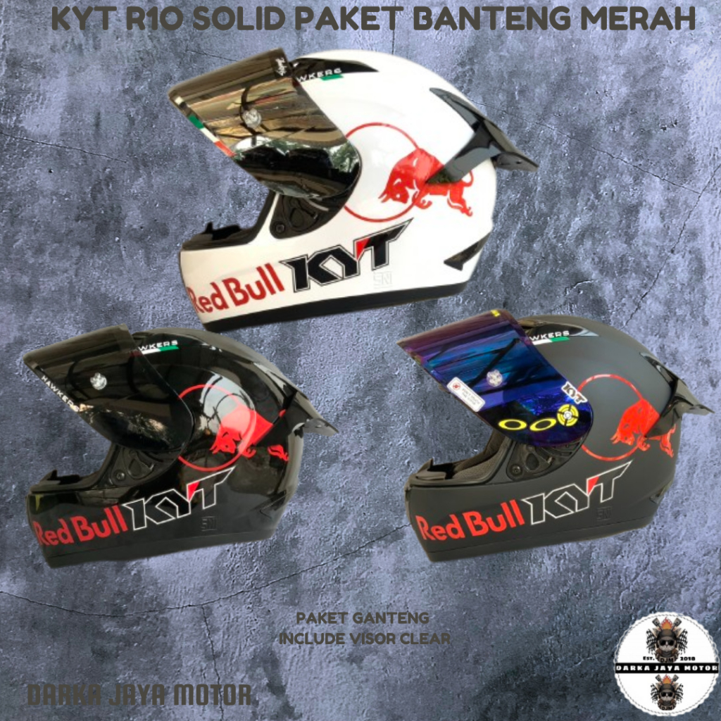 MERAH Kyt R10 SOLID Helmet Red Bull Pack | Kyt Helmet FULL FACE ...